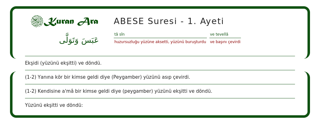 ABESE suresi 1. ayeti - KuranAra.com