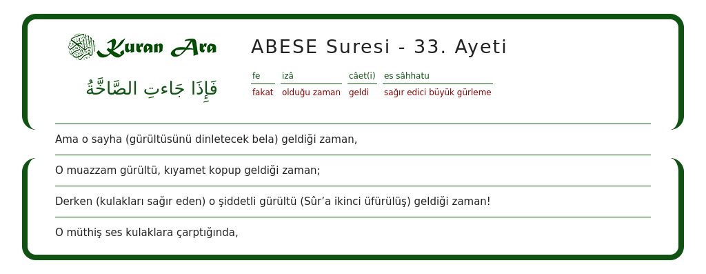 ABESE suresi 33. ayeti - KuranAra.com