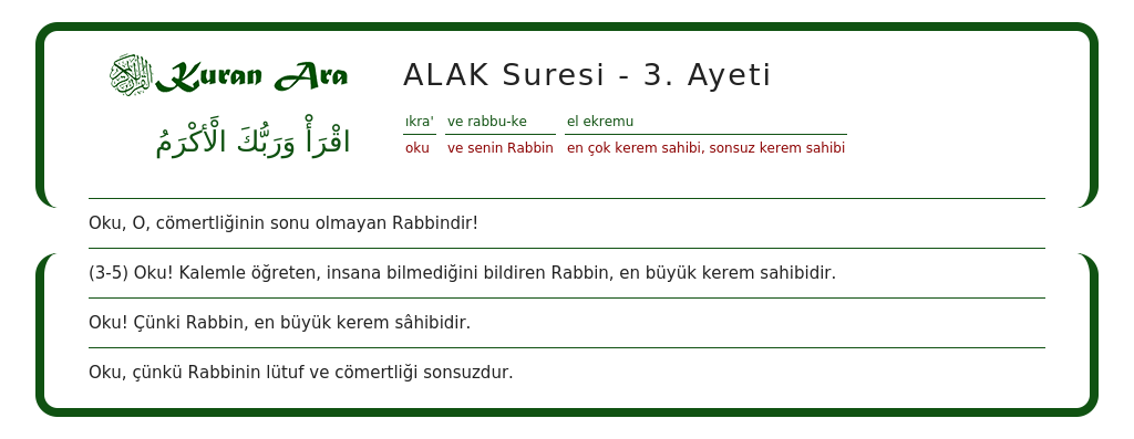 ALAK suresi 3. ayeti - KuranAra.com