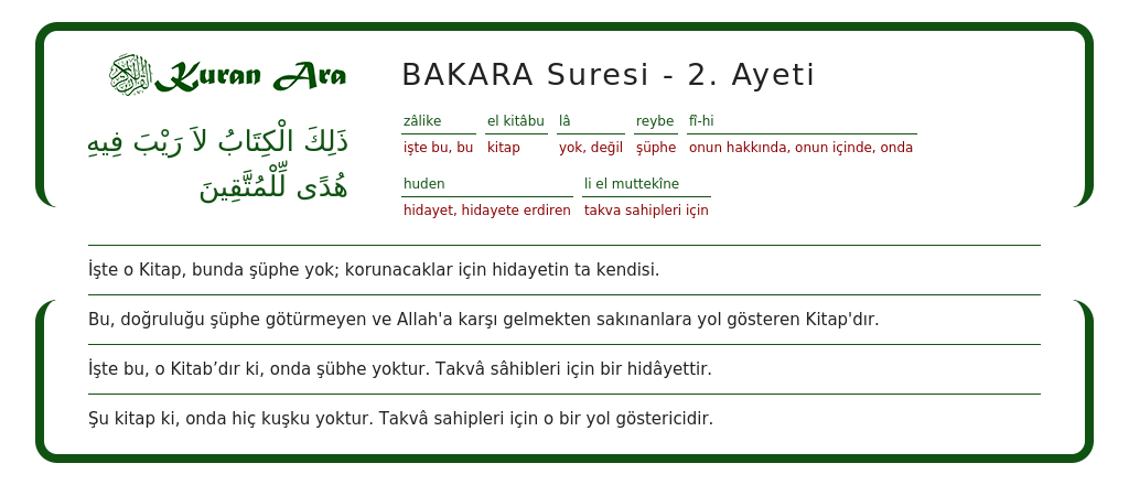 BAKARA suresi 2. ayeti - KuranAra.com