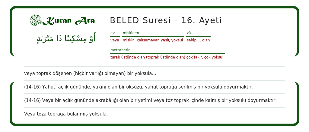 BELED suresi 16. ayeti - KuranAra.com