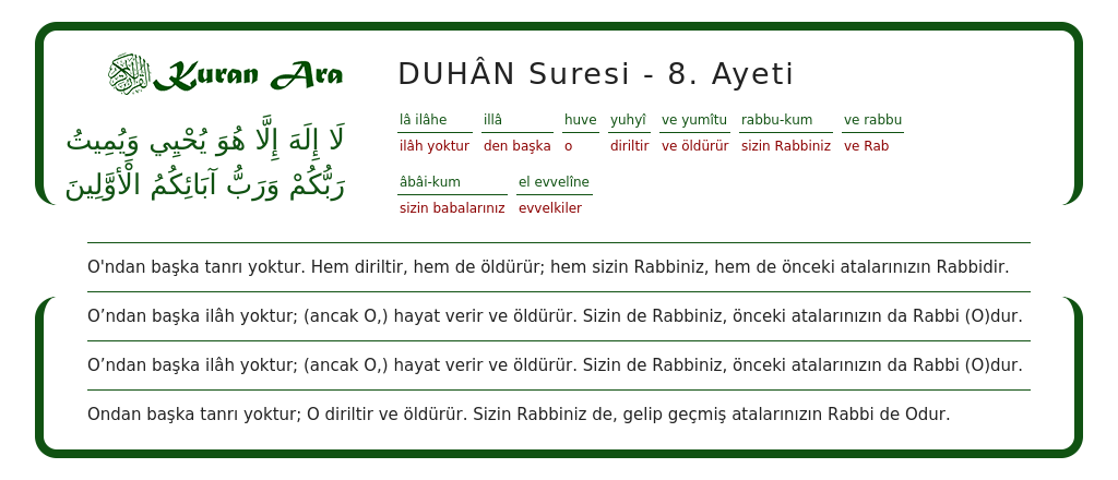 DUHÂN suresi 8. ayeti - KuranAra.com