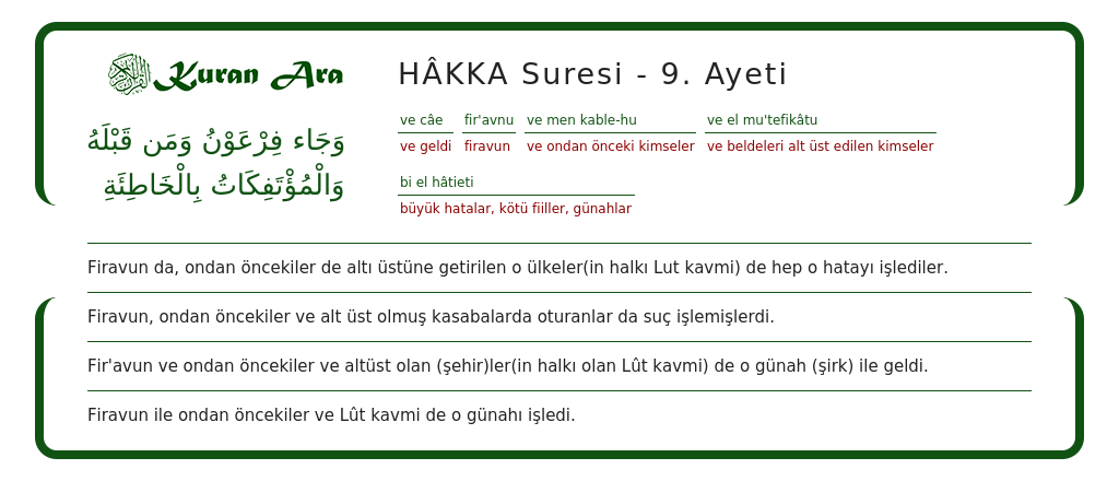 HÂKKA suresi 9. ayeti - KuranAra.com