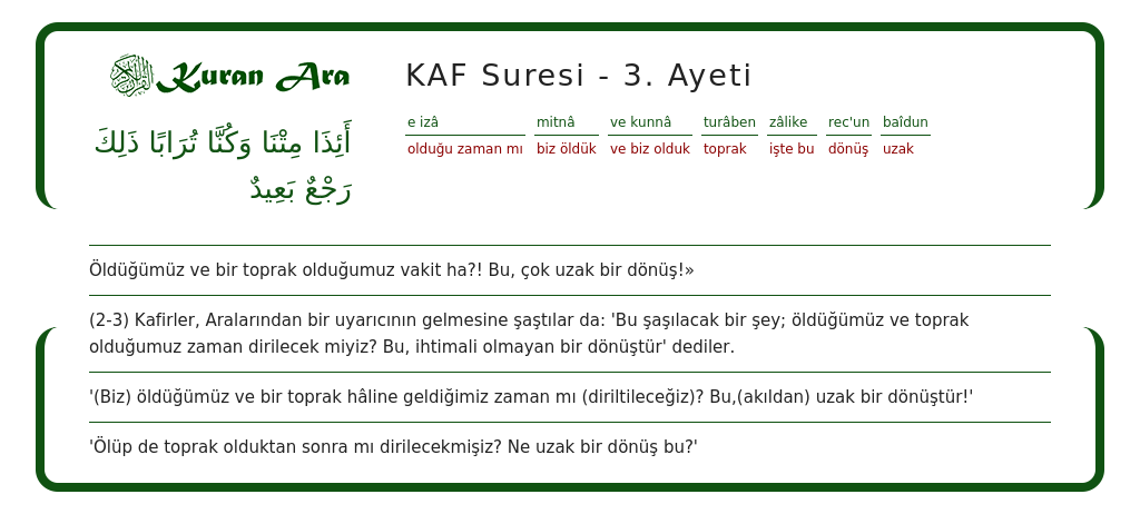 KAF suresi 3. ayeti - KuranAra.com