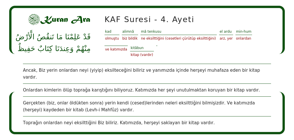 KAF suresi 4. ayeti - KuranAra.com