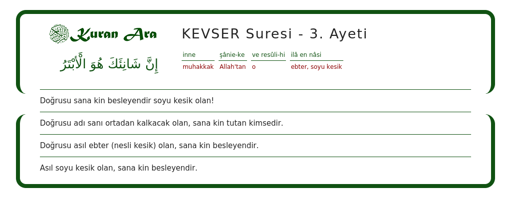 KEVSER suresi 3. ayeti - KuranAra.com