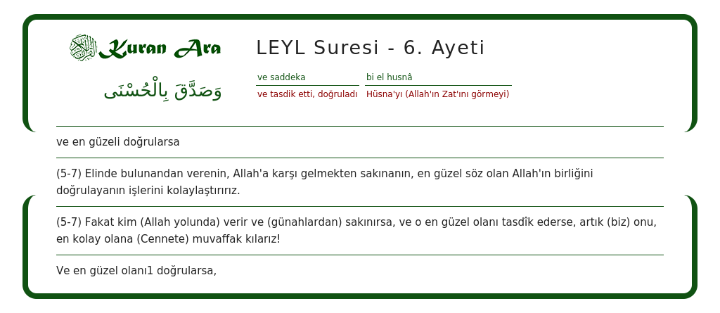 LEYL suresi 6. ayeti - KuranAra.com