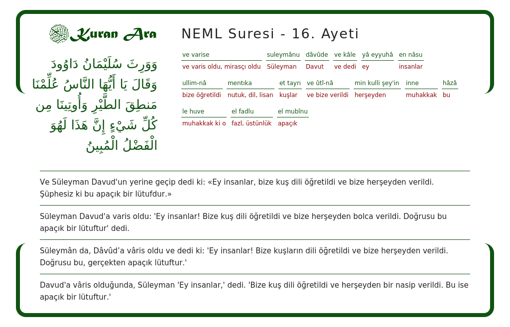 NEML suresi 16. ayeti - KuranAra.com