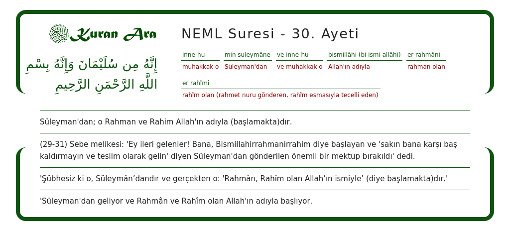 NEML suresi 30. ayeti - KuranAra.com