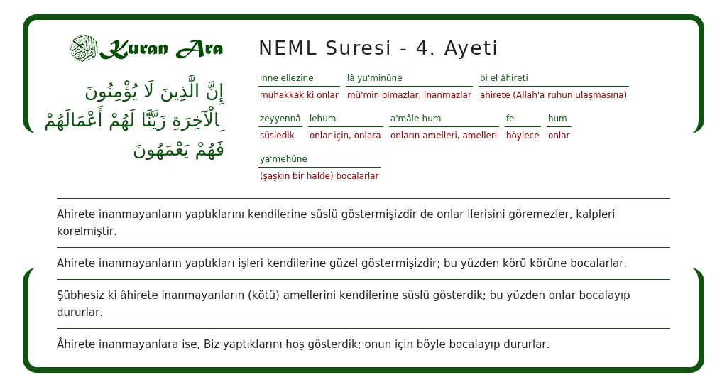 NEML suresi 4. ayeti - KuranAra.com