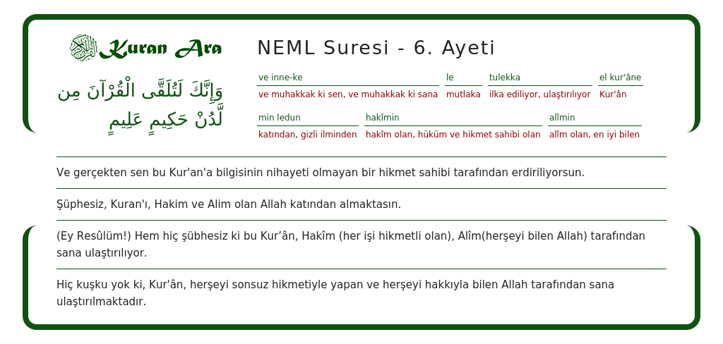 NEML suresi 6. ayeti - KuranAra.com