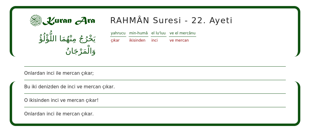 RAHMÂN suresi 22. ayeti - KuranAra.com