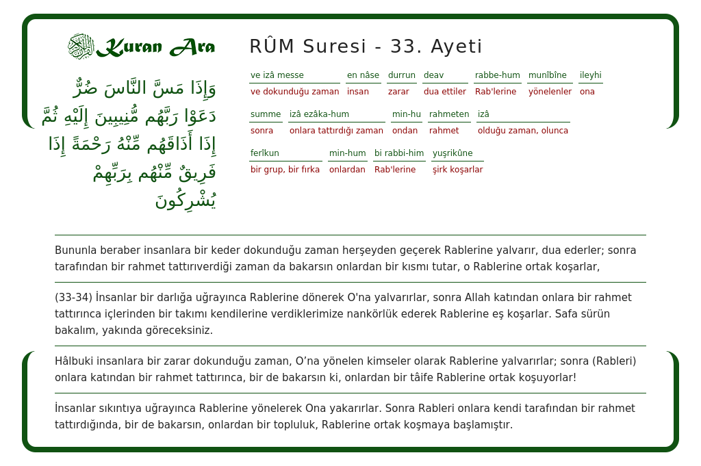 RÛM suresi 33. ayeti - KuranAra.com