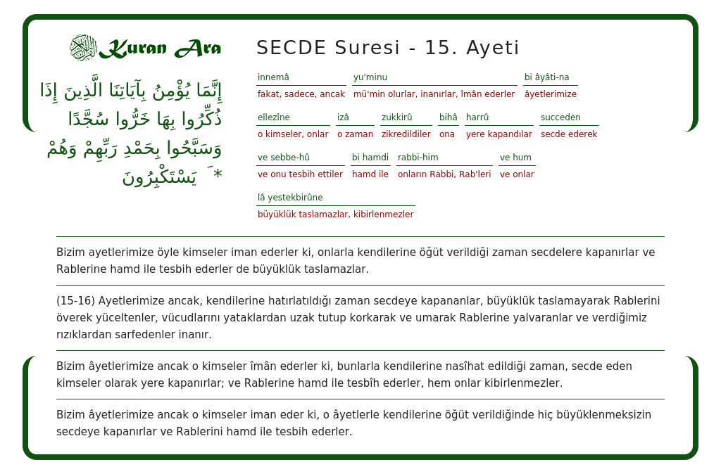 SECDE suresi 15. ayeti - KuranAra.com