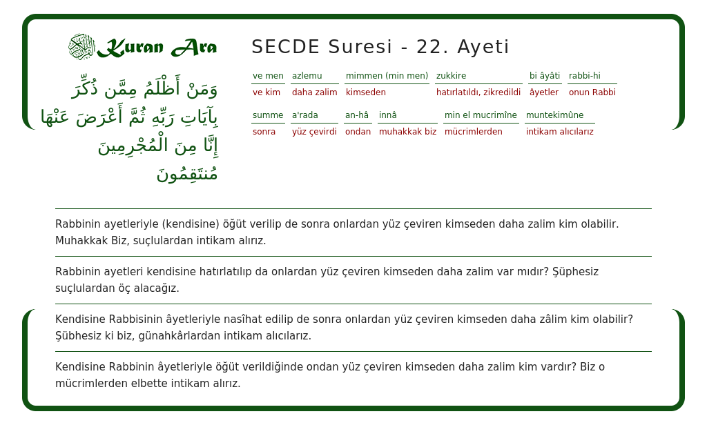 SECDE suresi 22. ayeti - KuranAra.com