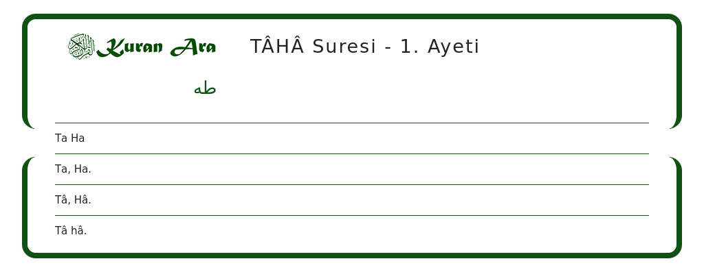 TÂHÂ suresi 1. ayeti - KuranAra.com