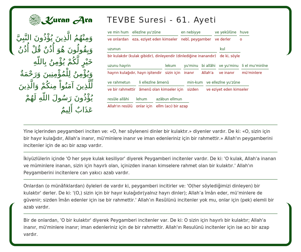 TEVBE suresi 61. ayeti - KuranAra.com