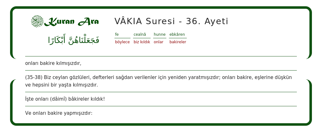VÂKIA suresi 36. ayeti - KuranAra.com