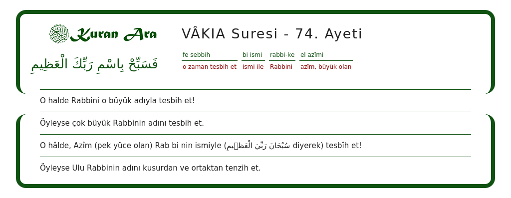 VÂKIA suresi 74. ayeti - KuranAra.com